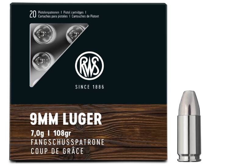 RWS 9mm Luger Fangschusspatrone Coup de Grâce 108 gr - 20 Stk.